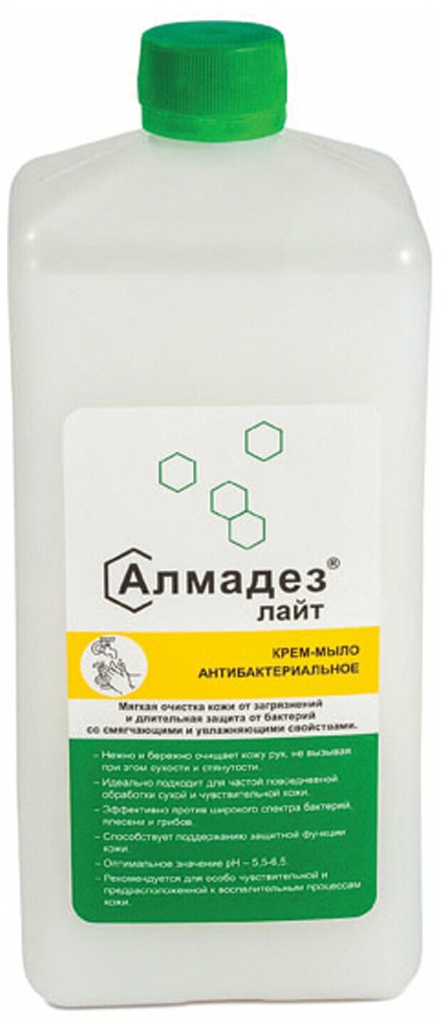 Крем-мыло Алмадез антибактериальное 1 л, лайт, крышка (МАЛ-03)