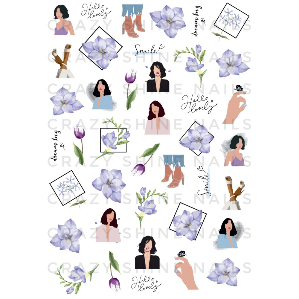 Слайдер-дизайн Crazy Shine Nails mini №1146 Фиалки