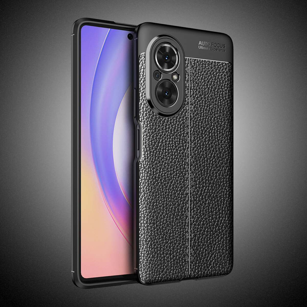 Чехол накладка MyPads на Huawei Honor 50 / Huawei Nova 9 из износостойкого силикона с декоративным дизайном под кожу с тиснением черный MyPads