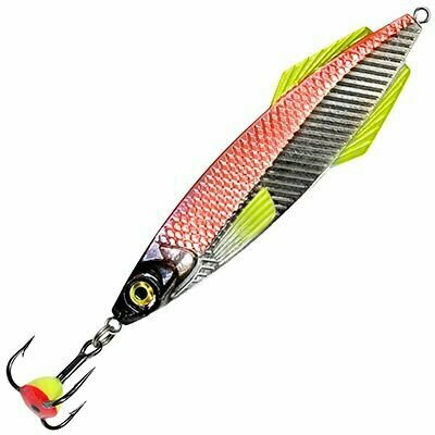 Блесна для рыбалки зимняя AQUA Ятаган 7,0g, цвет 03 (серебро, красный и черный флюр) 1 штука