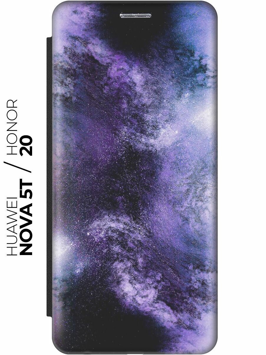 Чехол-книжка Космическое свечение на Honor 20 / Huawei Nova 5T / Хонор 20 / Хуавей Нова 5Т черный
