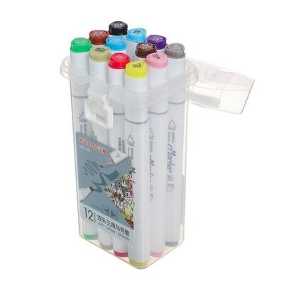 Набор маркеров профессиональных двусторонних 12 штуки/12 цвета в боксе