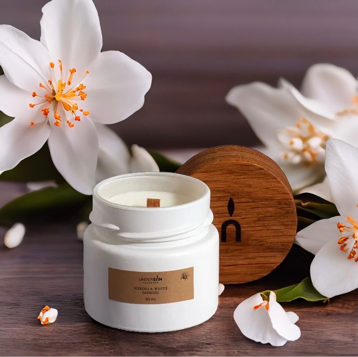 Свеча ароматическая Neroli & White Jasmine 85ml, w, UNDERSUN