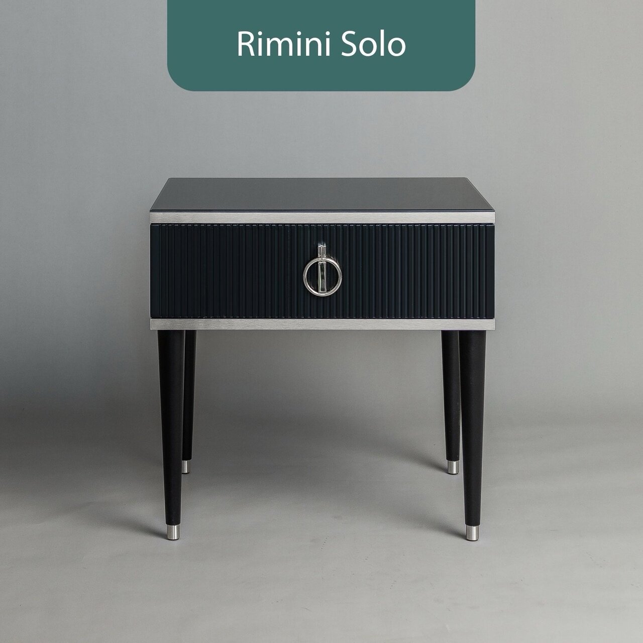 Тумба прикроватная Rimini Solo. Черный/серебро