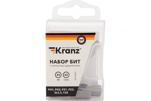 Набор бит Kranz 6 шт. с магнитным держателем