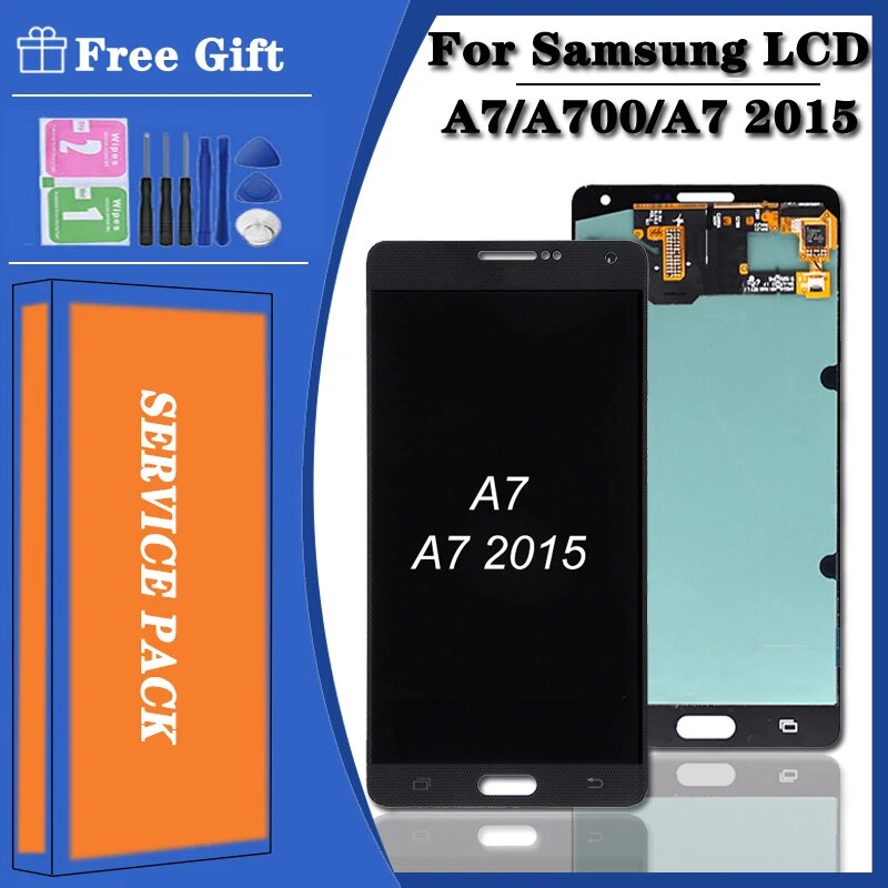 ЖК-дисплей 5,5 дюйма для Samsung A7 2015 A700 A7000 A700H A700F A700FD, сенсорный экран, дигитайзер, запасные части, Новинка Black