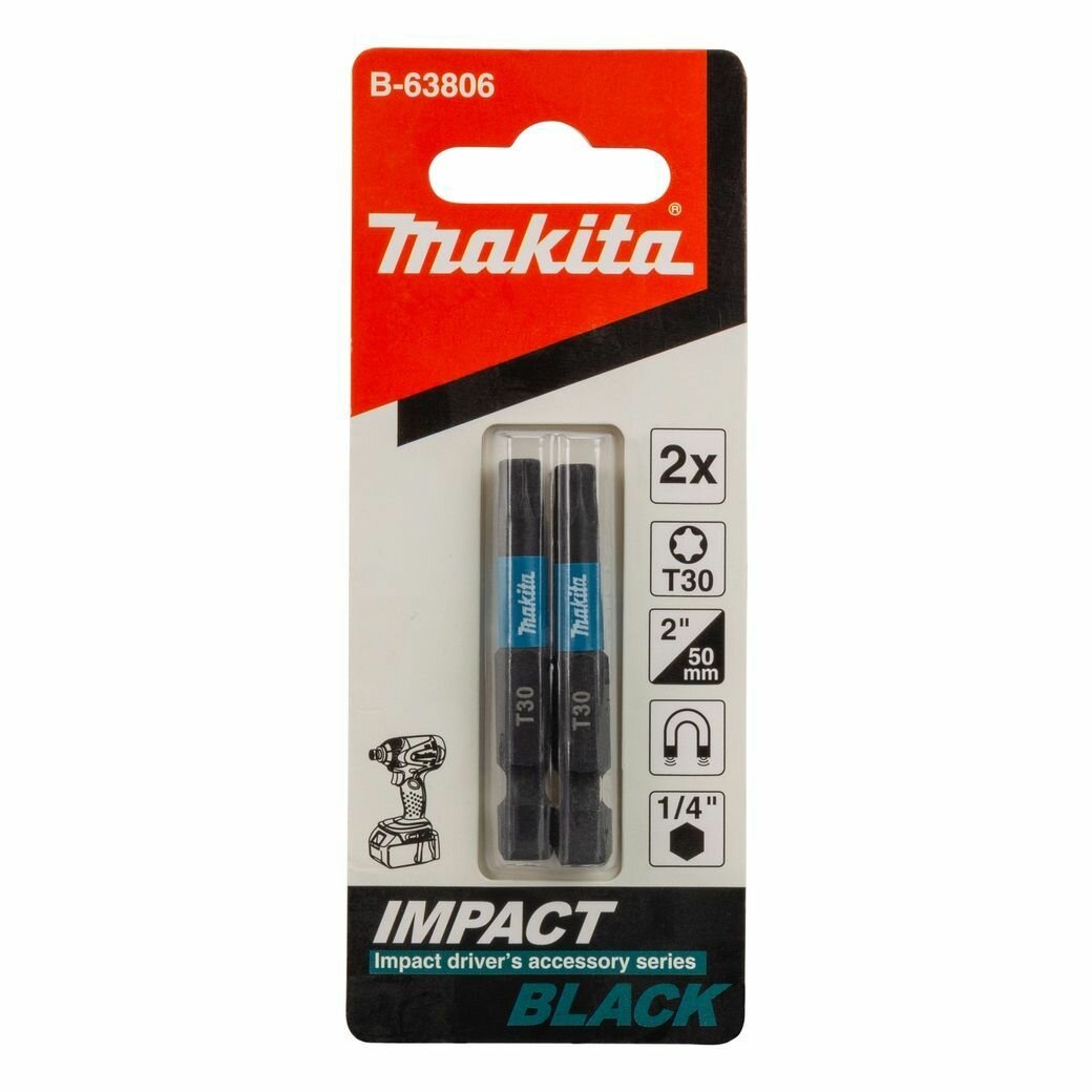 Бита Impact Black T30, 50 мм, E-form (MZ), 2 шт. Makita (B-63806)