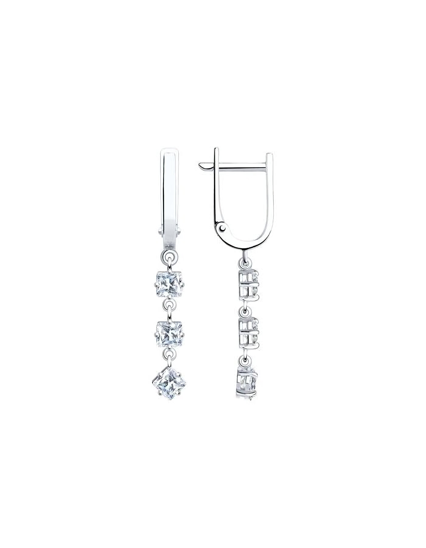 Серьги с подвесками The Jeweller, серебро, 925 проба, родирование, фианит