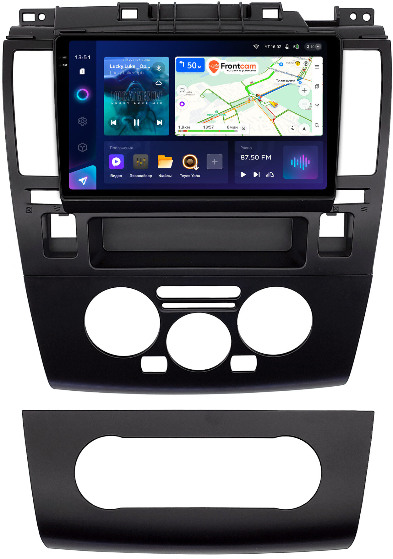 Штатная магнитола Nissan Tiida 2004-2013 (черная) Teyes CC3 2K 4/64 9.5" RM-9-0201 Android 10 (4G-SIM, DSP, QLed)