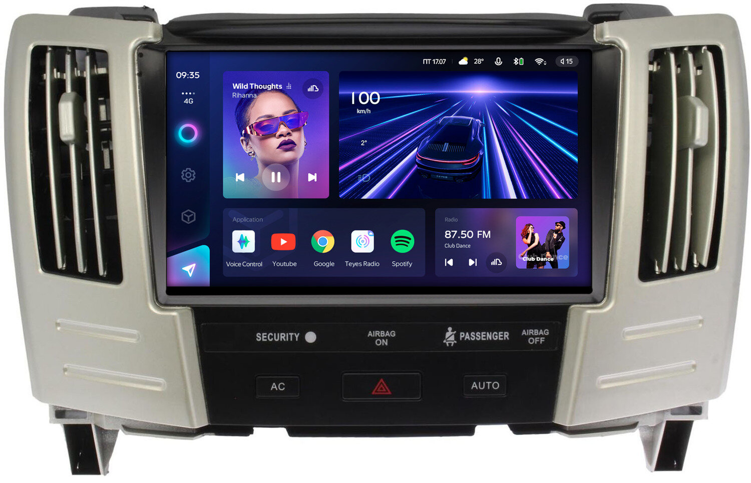 Штатная магнитола Lexus RX 300, RX 330, RX 350, RX 400h 2003-2009 Teyes CC3 2K 6/128 9.5" RM-9583 Android 10 (4G-SIM, DSP, QLed)