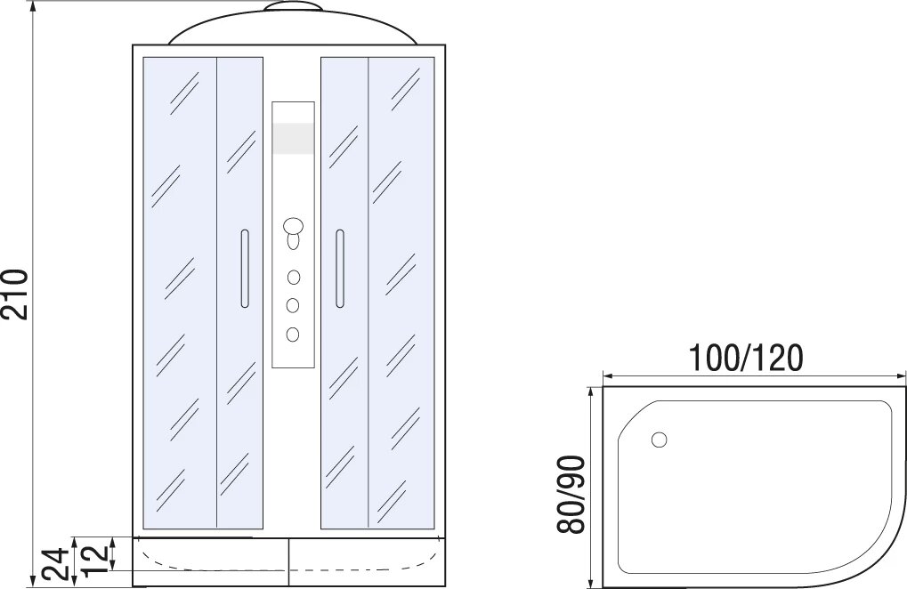 Душевая кабина River DESNA 120, тропический душ, низкий поддон