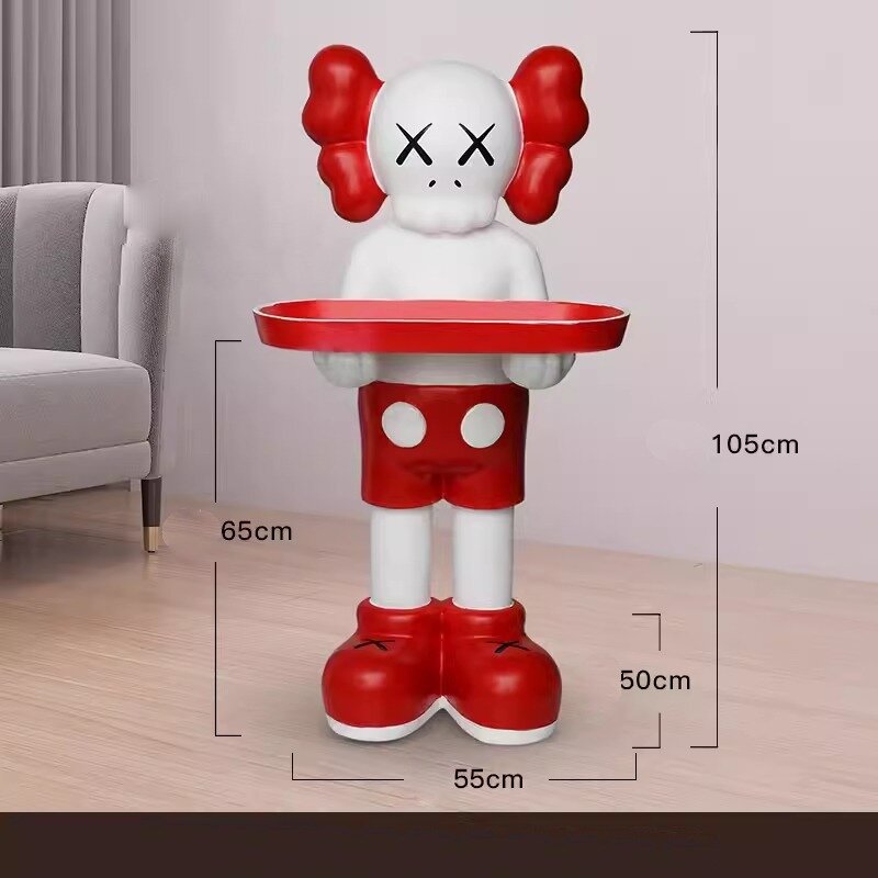 Кофейный столик в виде декоративной статуэтки KAWS (бело-красный большой 55*50*105 см)