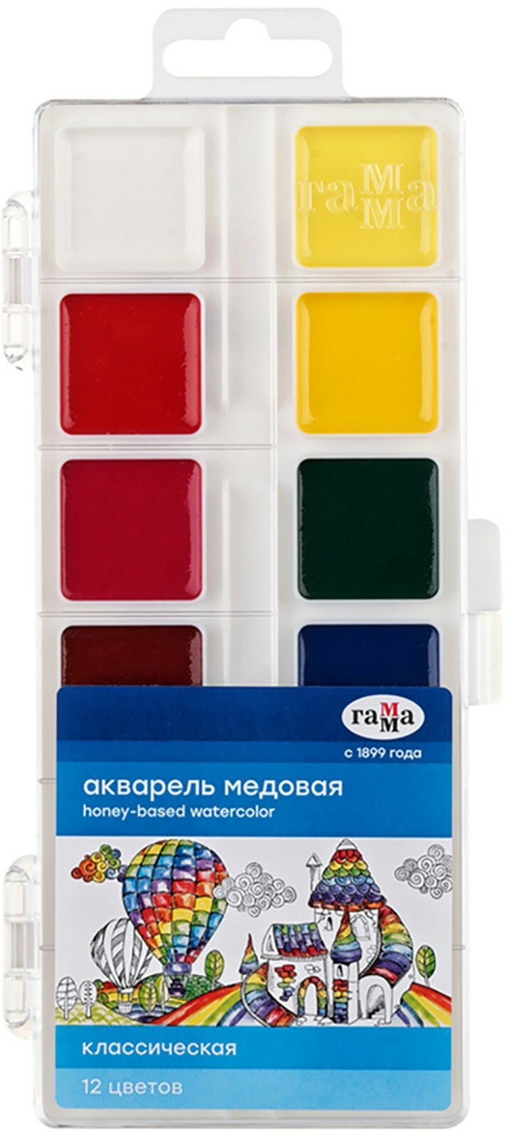 Акварель медовая полусухая Классическая, 12 цветов