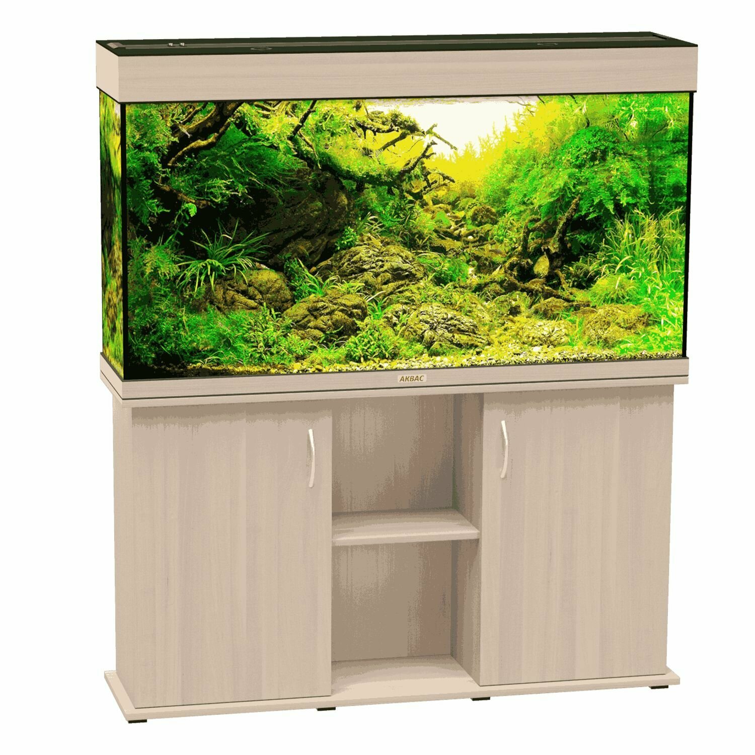 Аквариум 230 литров с тумбой крышкой и освещением (121х31х70 см) Аквас