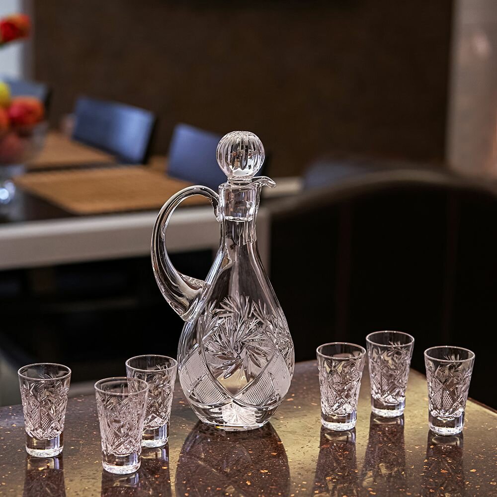 Хрустальные стопки для водки, для шотов, для крепких напитков 35 мл, набор 6 шт. Неман 900/13, 5104/35гр