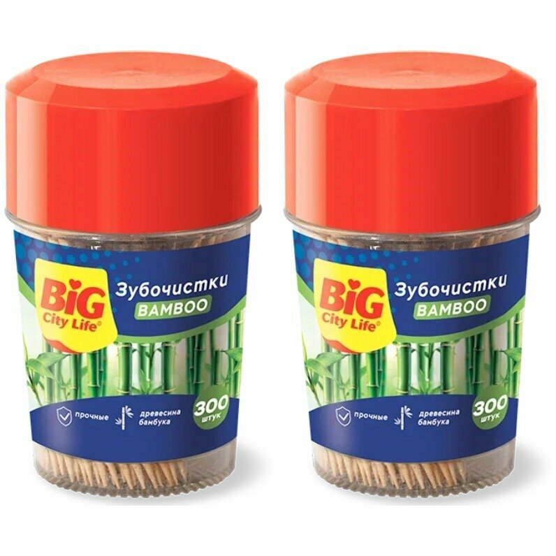 Зубочистки BIG City Бамбук, 300 шт, 2 уп