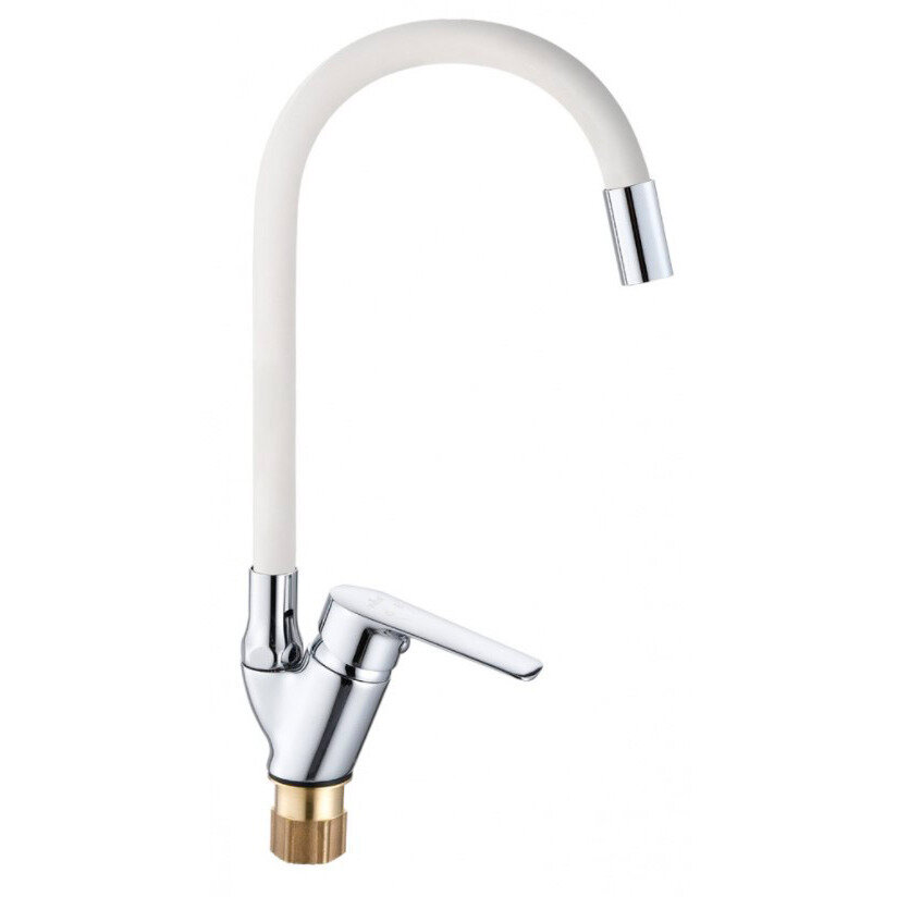 Смеситель для кухни Vieir Resa однорычажный с гибким изливом белый хром 310 мм