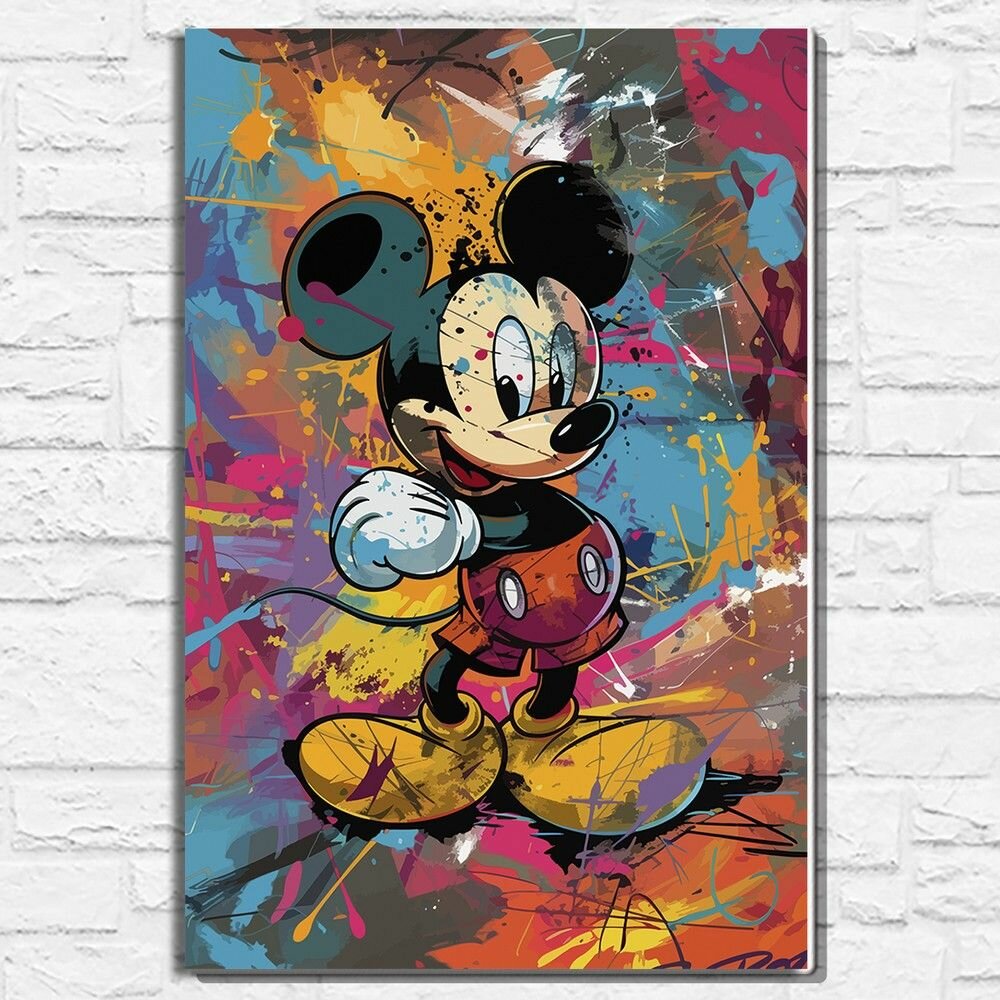 Картина по номерам на холсте Mickey Mouse Микки Маус (мультфильм, граффити) - 15123 В 60x40