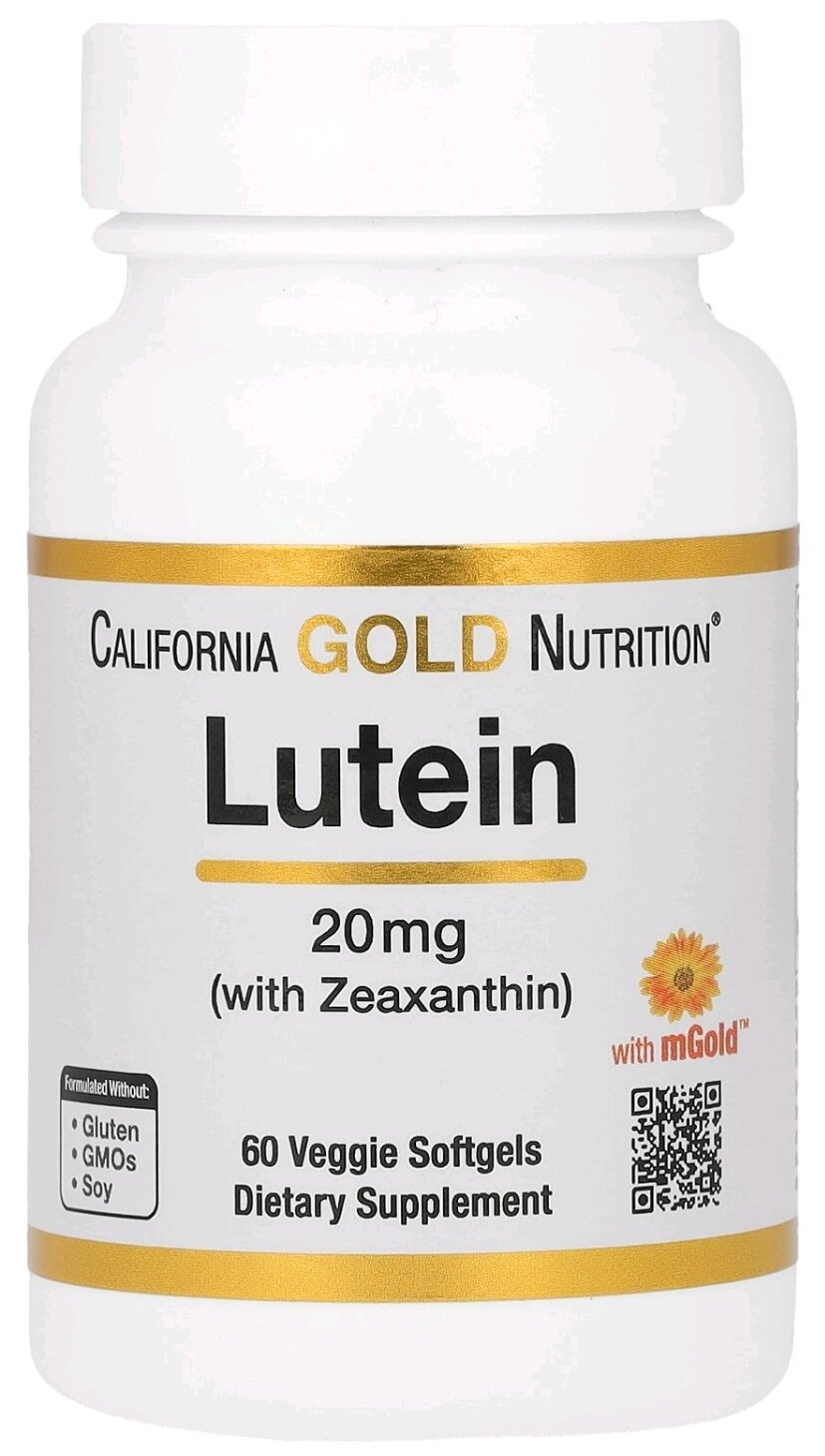 Лютеин с зеаксантином, 20 мг, 60 растительных капсул