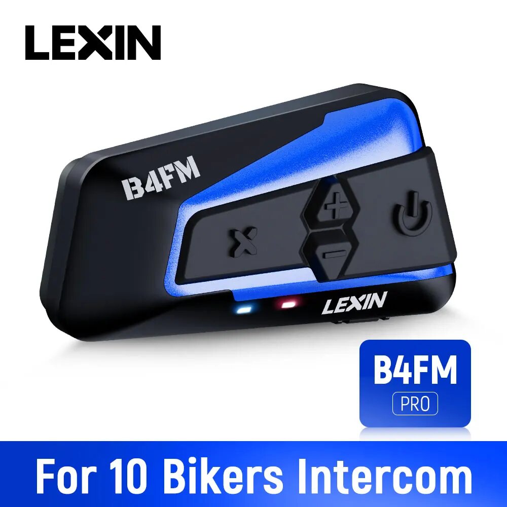 Lexin B4FM-X Motorcycle Intercom & Helmet Headset 10 Rider 2000M Bluetooth Music Sharing Fast Charging Motorcycle Intercom B4FM-X