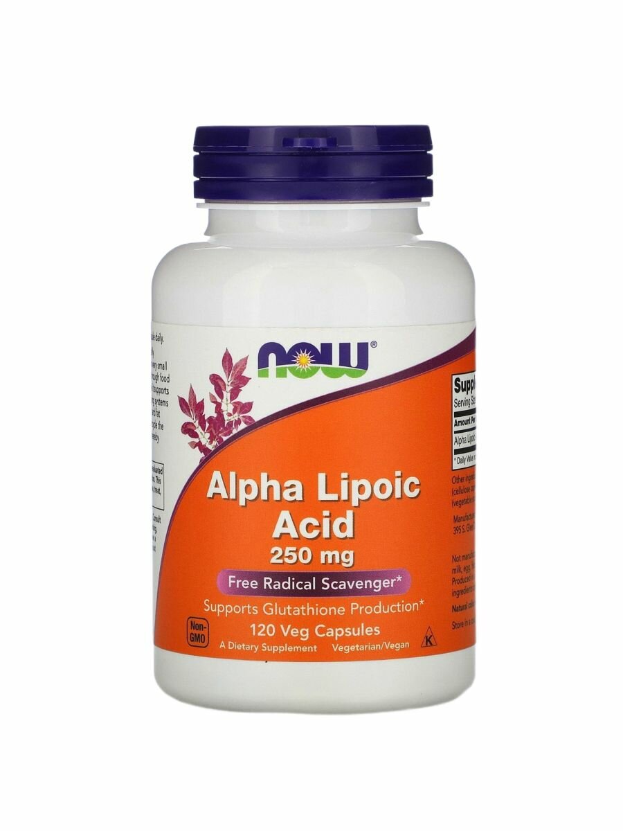 NOW Alpha Lipoic Acid 250 mg 120 V-капс , повышает тонус, укрепляет иммунитет — фото 1
