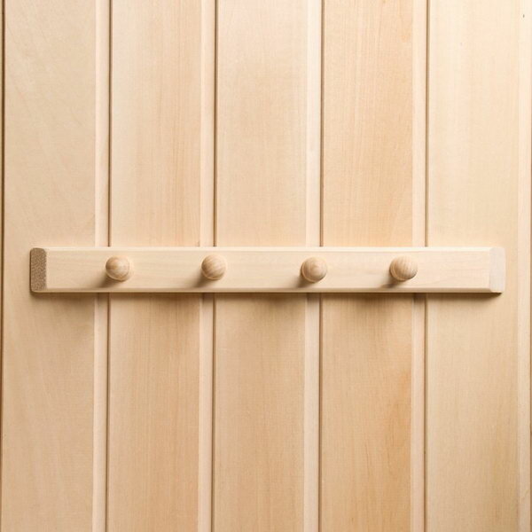 Вешалка для бани и сауны, липа, 40x5x6.5 см, 4 крючка, вид установки: настенный (навесной)