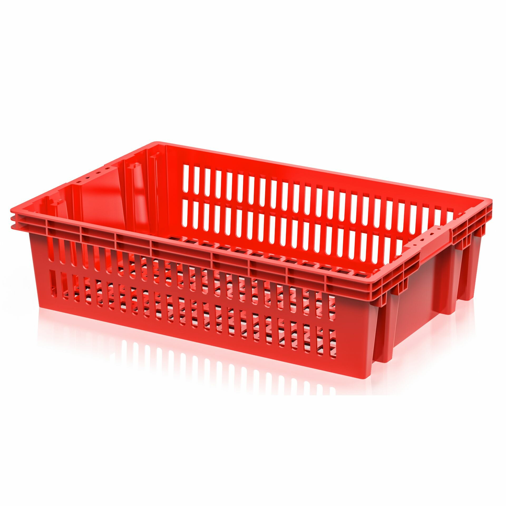 Ящик пластиковый пищевой, для овощей и фруктов, хлеба, красный, 600х400х150