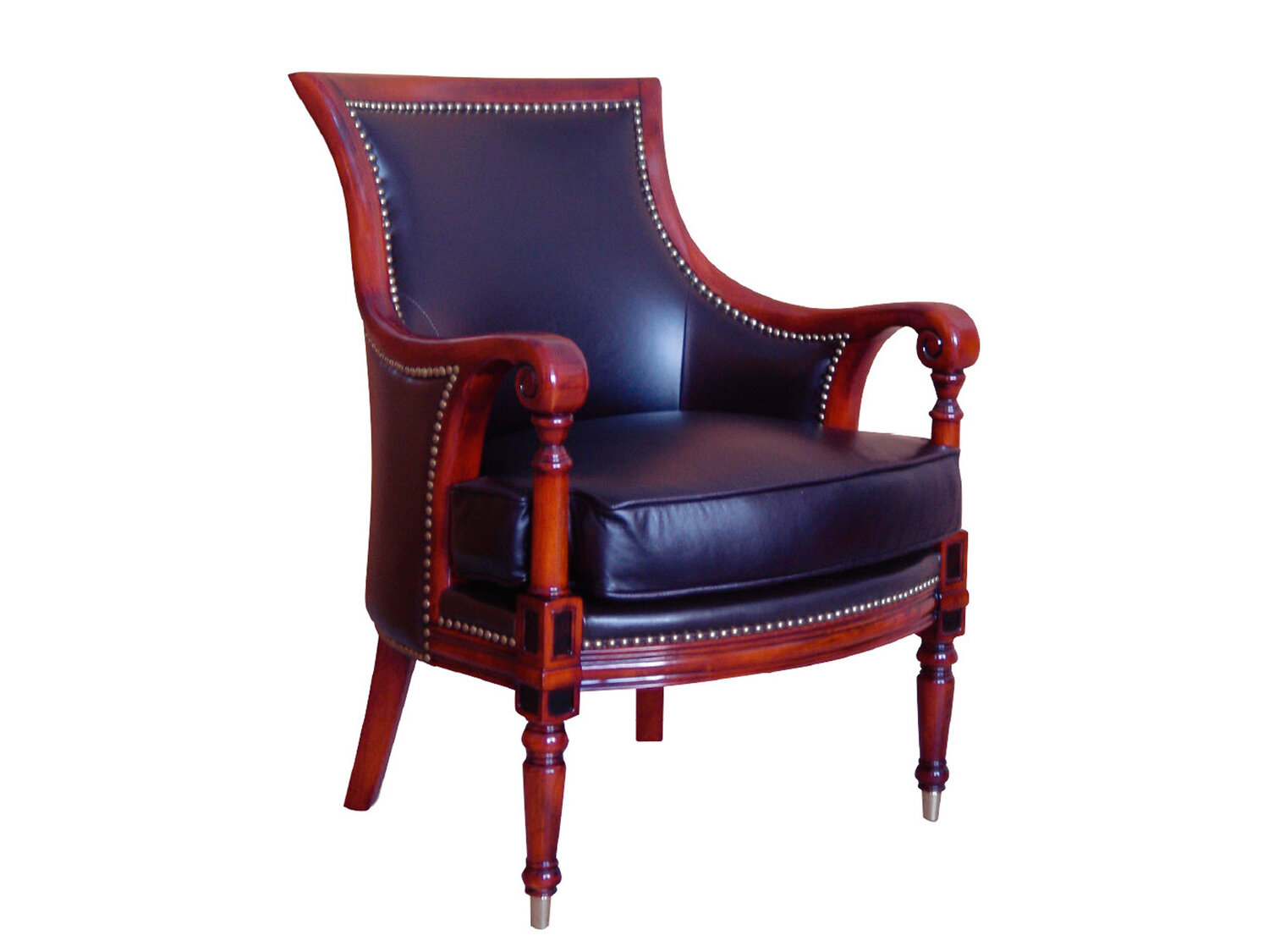 Кресло кожаное, классическое, из дерева, премиум
