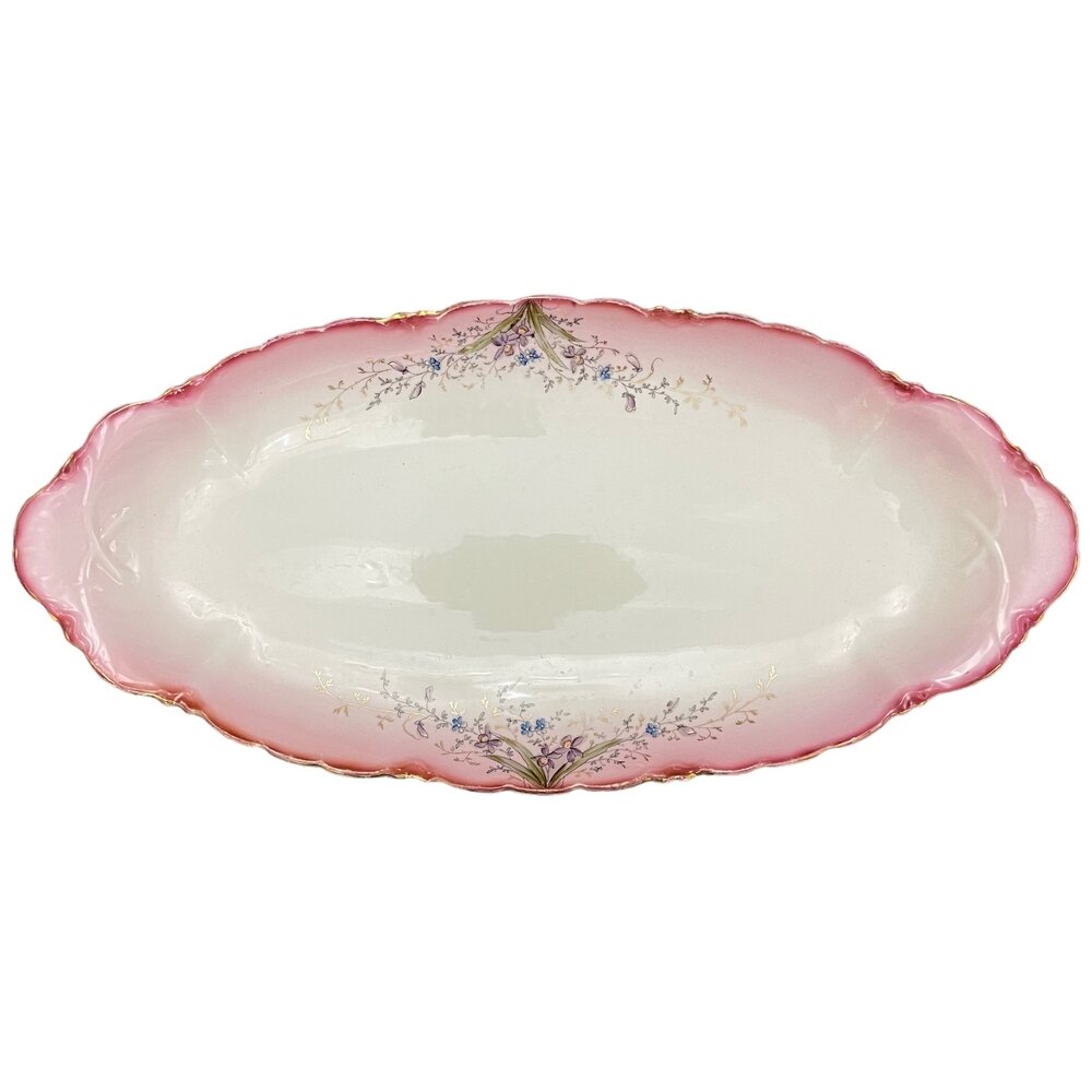 Блюдо сервировочное "Букет", 62*29 см, фарфор, 1889-1917 гг, Т-во Кузнецов М. С, Российская Империя