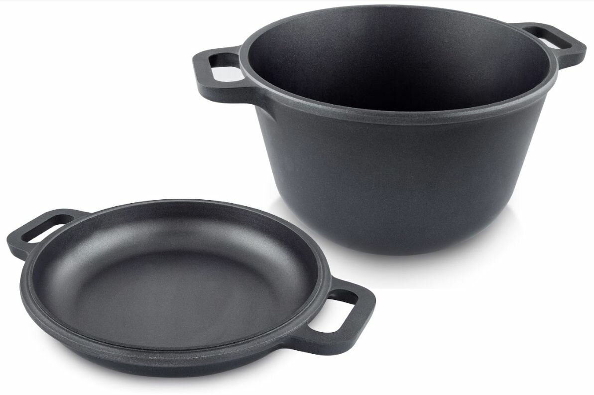 Кастрюля-казан 5 л Нева 6850, черный, крышка-сковорода