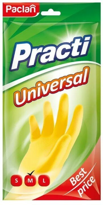 Набор из 3 штук Перчатки Paclan Professional резиновые М, желтые, 1 пара