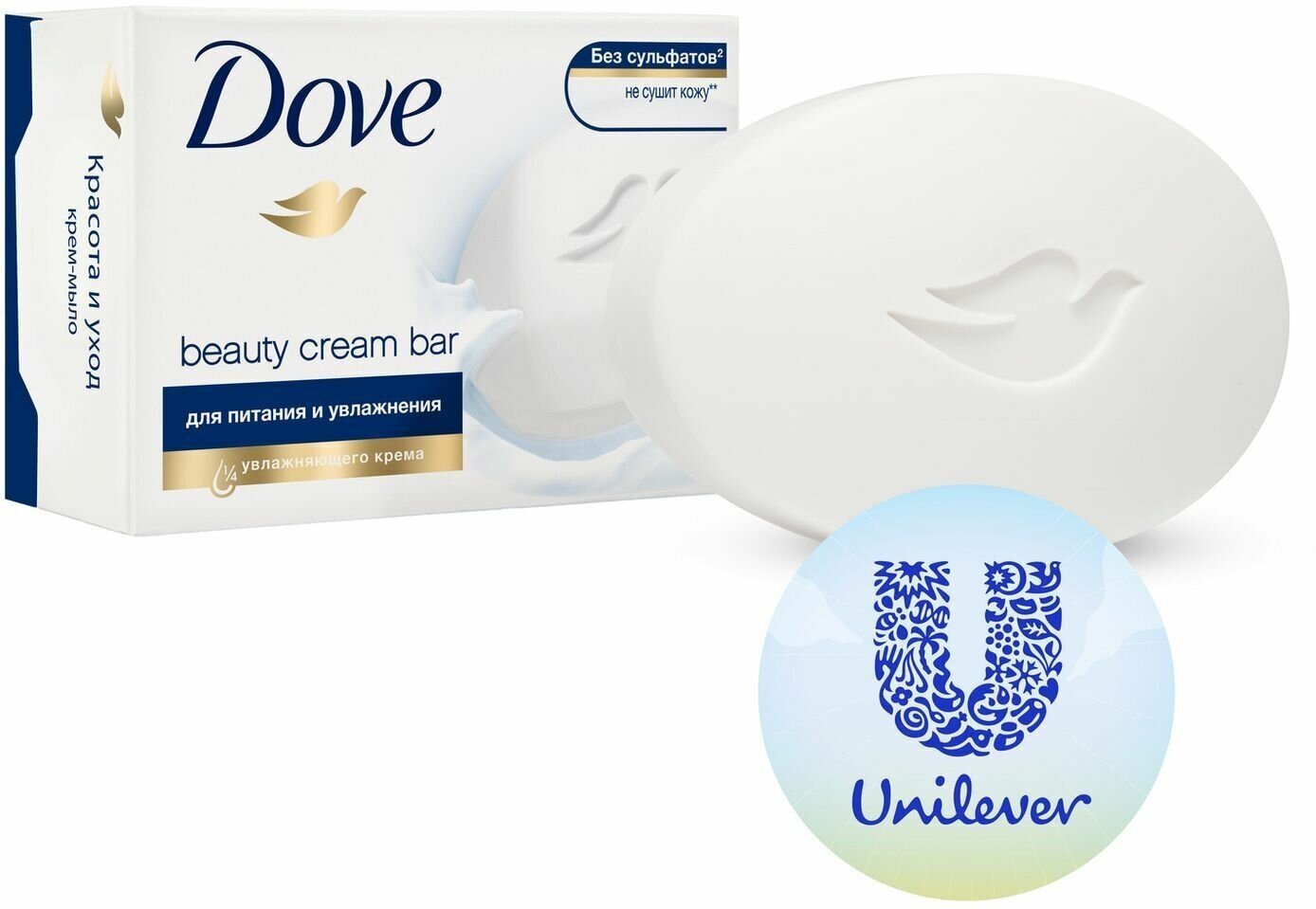 Крем-мыло Dove Красота и Уход, питает и увлажняет кожу, без сульфатов, 135 г