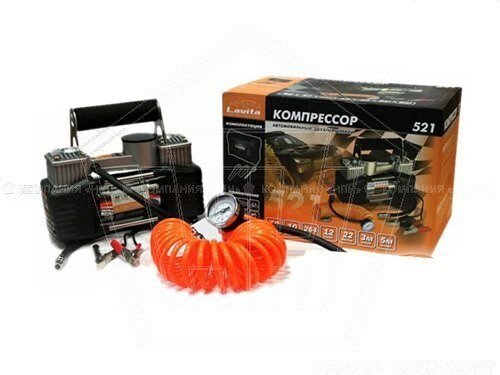 Компрессор автомобильный lavita (60л/мин,10 атм 12v) в сумке, двухцилиндровый (la 191521)