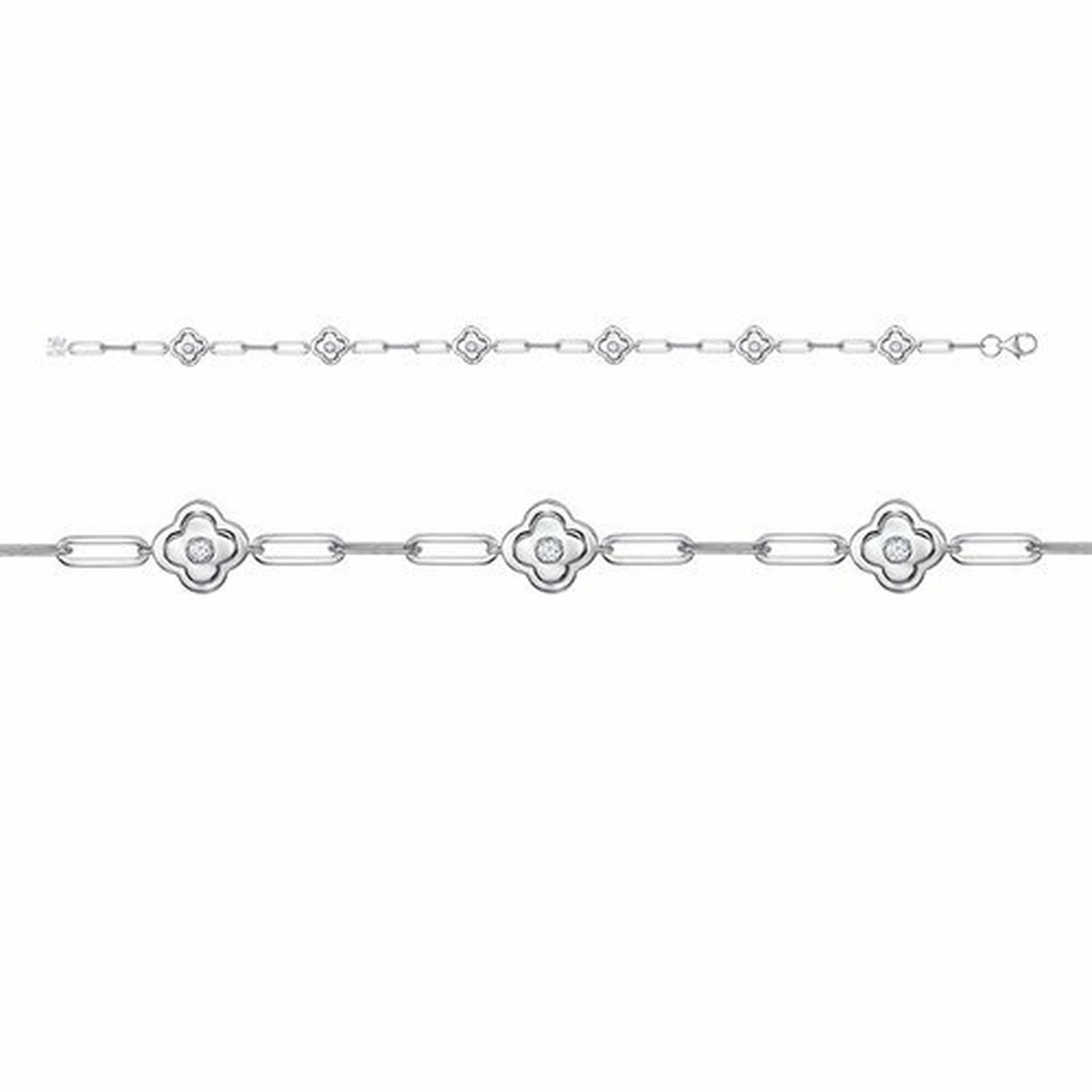 Браслет, серебро, 925 проба, родирование, фианит