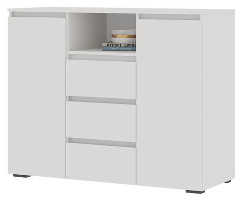 Комод с 3 ящиками и дверцами, ЛДСП, цвет- белый, 120*96*46 см