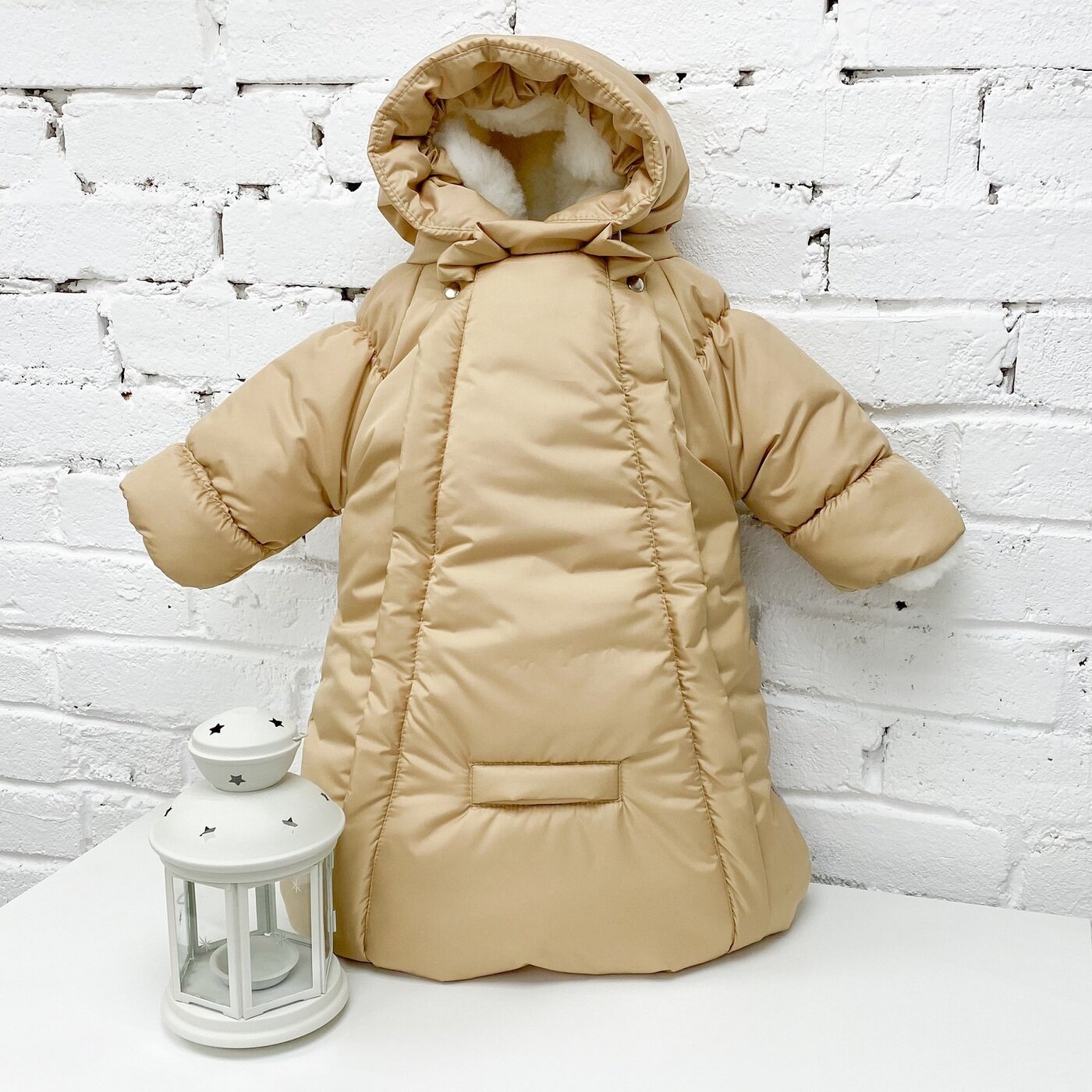 Конверт-комбинезон с ручками на овчине