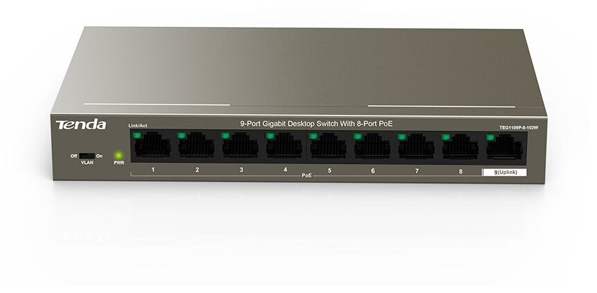 Коммутатор 9PORT 10/100/1000M POE Teg1109p-8-102w Tenda Teg1109p-8-102w .