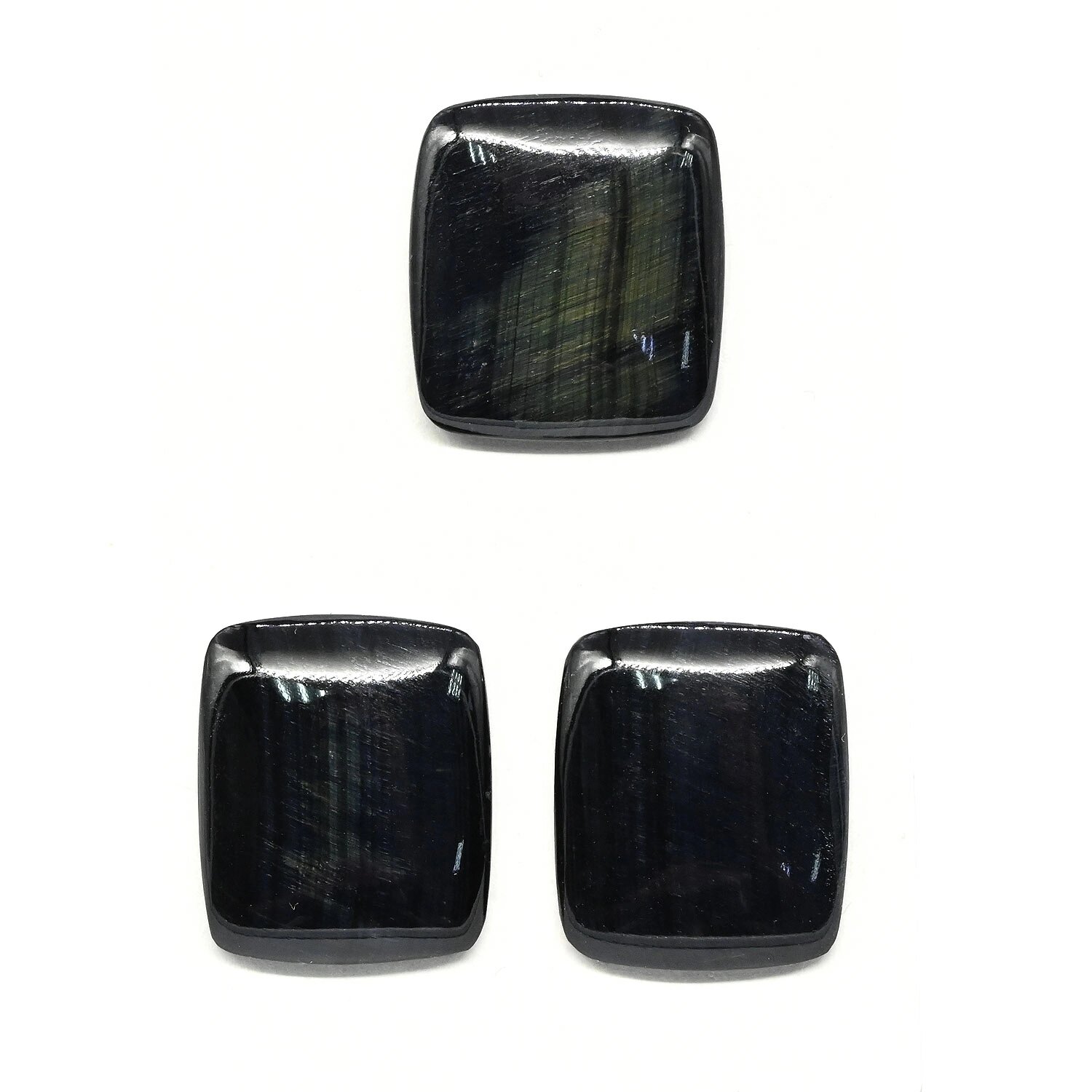 Кабошоны из соколиного глаза форма прямоугольник, комплект тройка