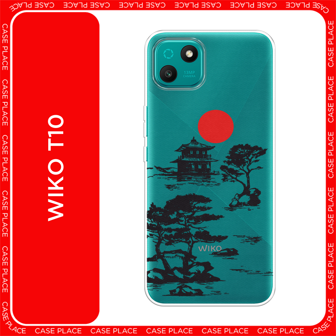 Чехол на Wiko T10 / Вико Т10 с принтом В японском стиле, прозрачный