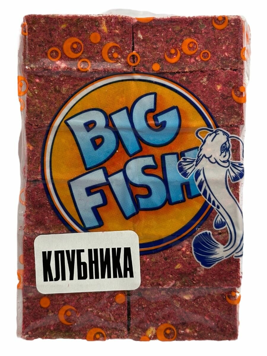 Жмых кукурузный, макуха Big Fish, аромат - клубника, 12 кубиков
