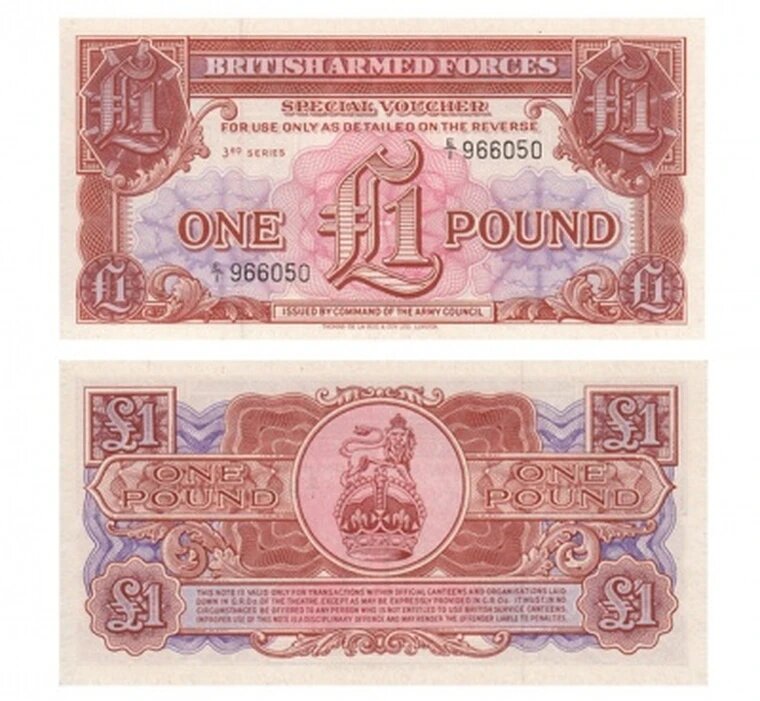 1 фунт 1948 Великобритания, 3 выпуск для вооруженных сил сувенирная копия, банкноты и купюры редкие коллекционные