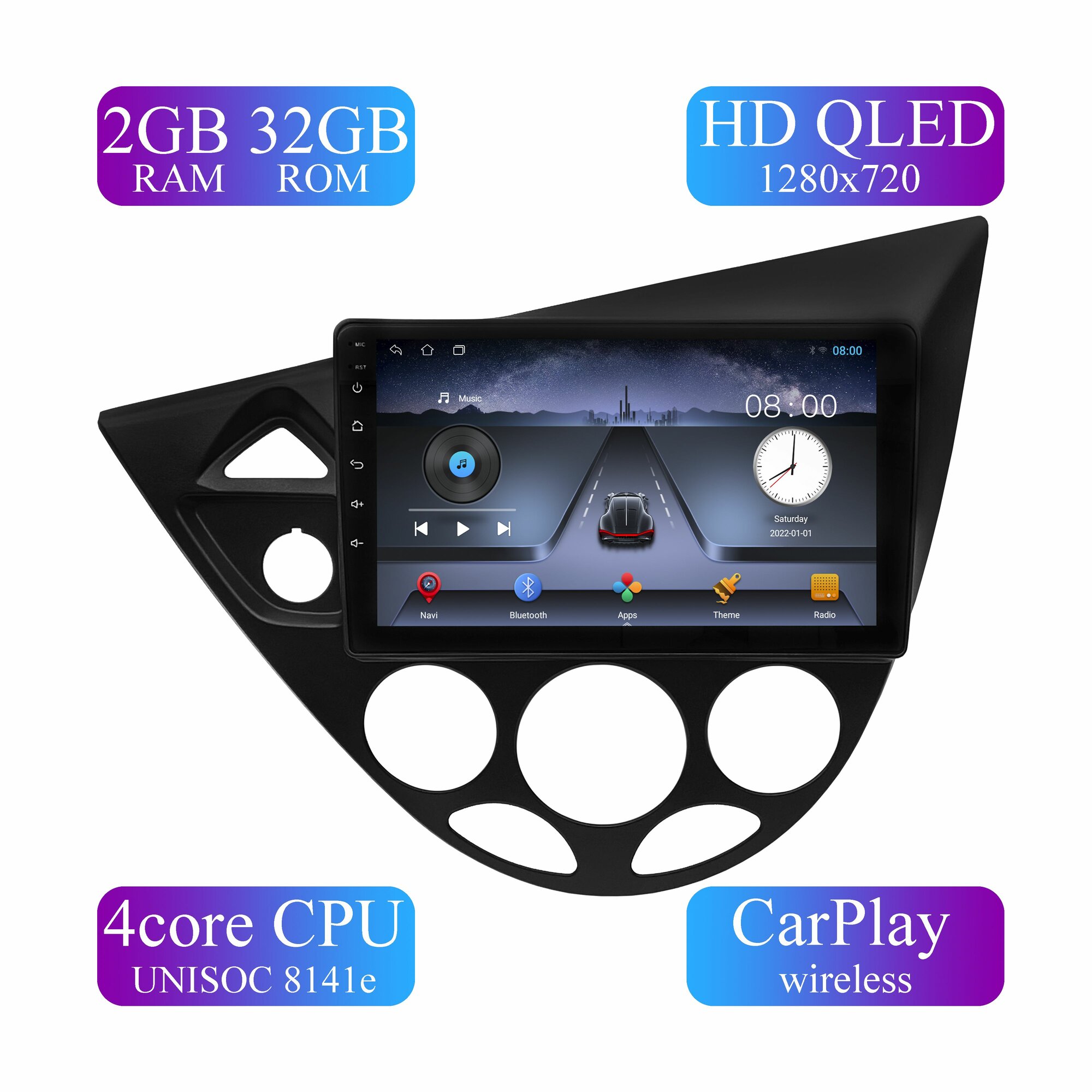 Магнитола Ford Focus 1 1998-2005 левый руль Android 2/32 QLED