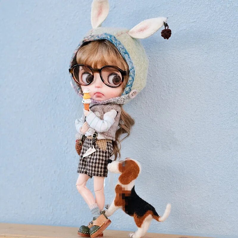 Кукла Blythes в очках, Leopard grain