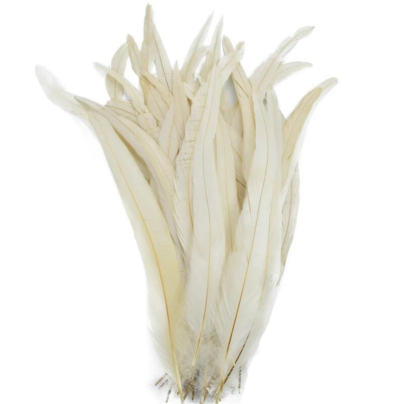 Декоративные перья петуха и фазана Xywae 50 шт. Белый, 25-30cm 10-12inch, 2. Milky