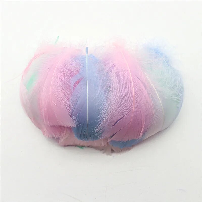 Цветные натуральные гусиные перья 4-8 см 8-12 см Синий, light color mix, 8-12cm 100pcs
