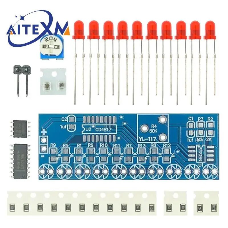 Набор электроники AITEXM CD4017 Rotating LED, Цвет: Type 1