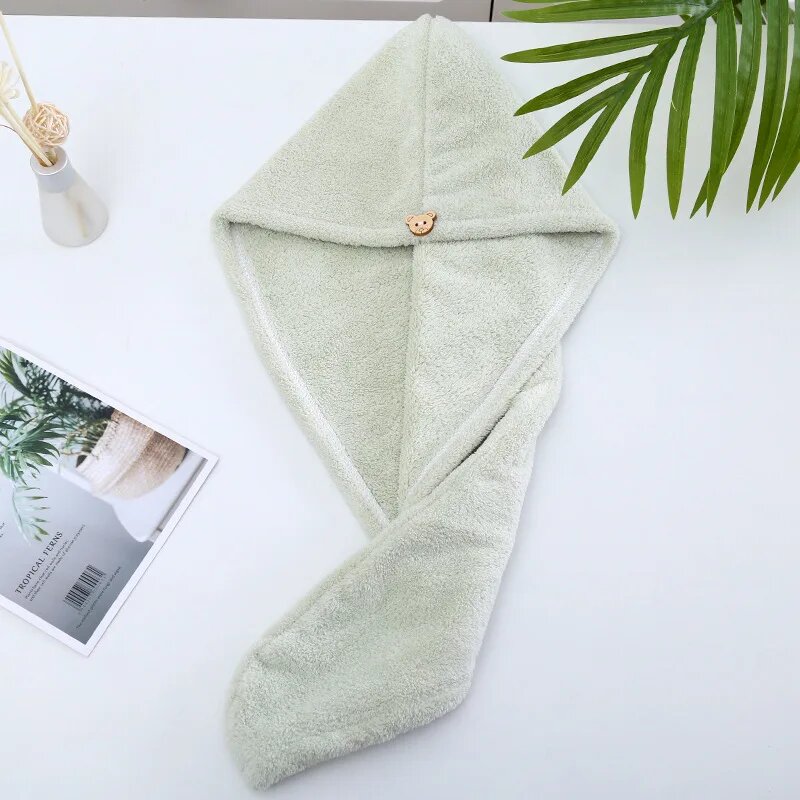 Полотенце для волос из микрофибры премиум анти фриз green