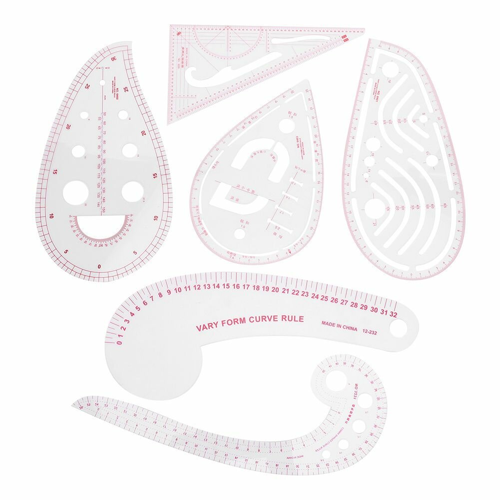 Набор портновских лекал и линеек, 6 предметов
