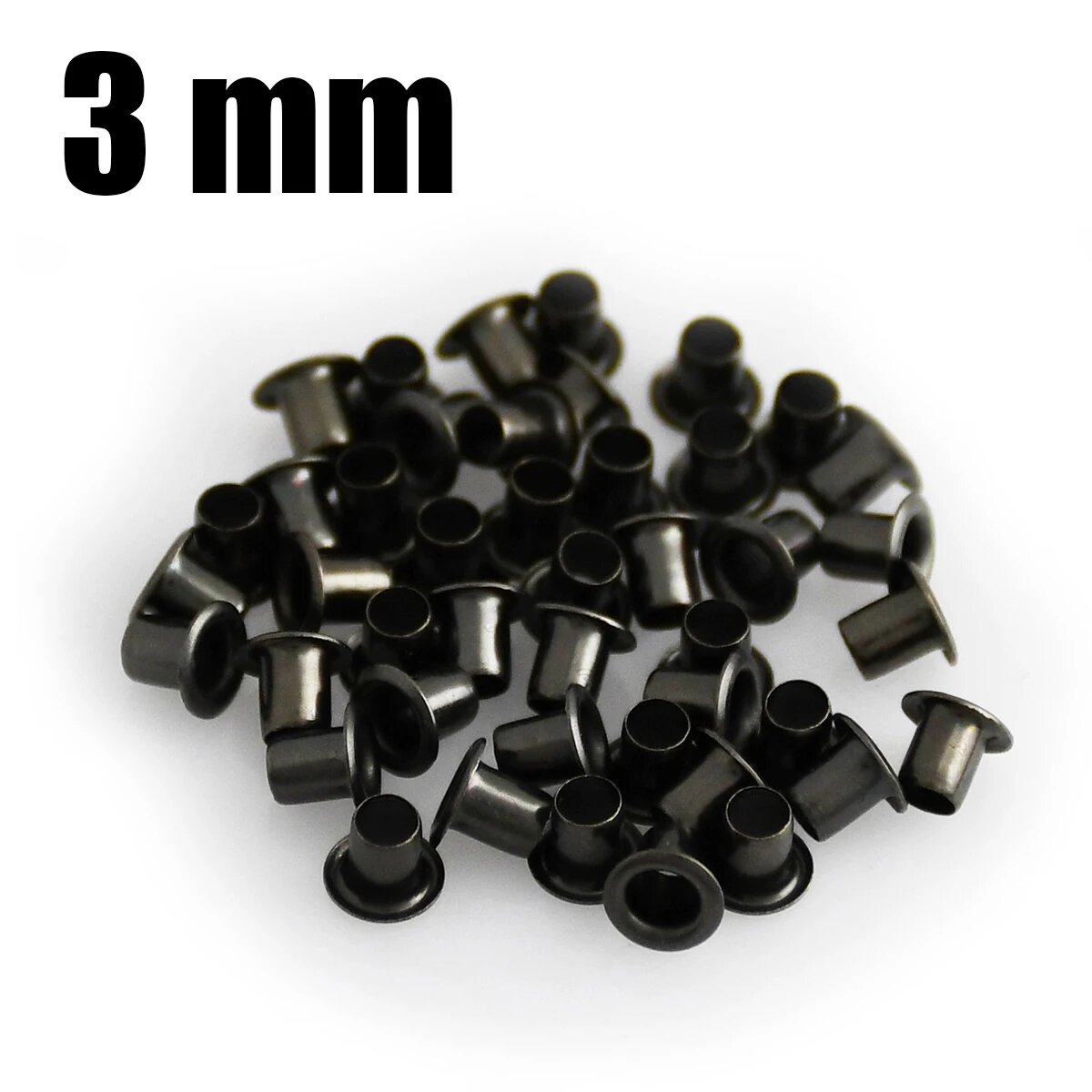 CLOXY Латунные люверсы 100 комплектов 1,5 мм/2 мм/2,5 мм Черный, ID 3mm Gun black