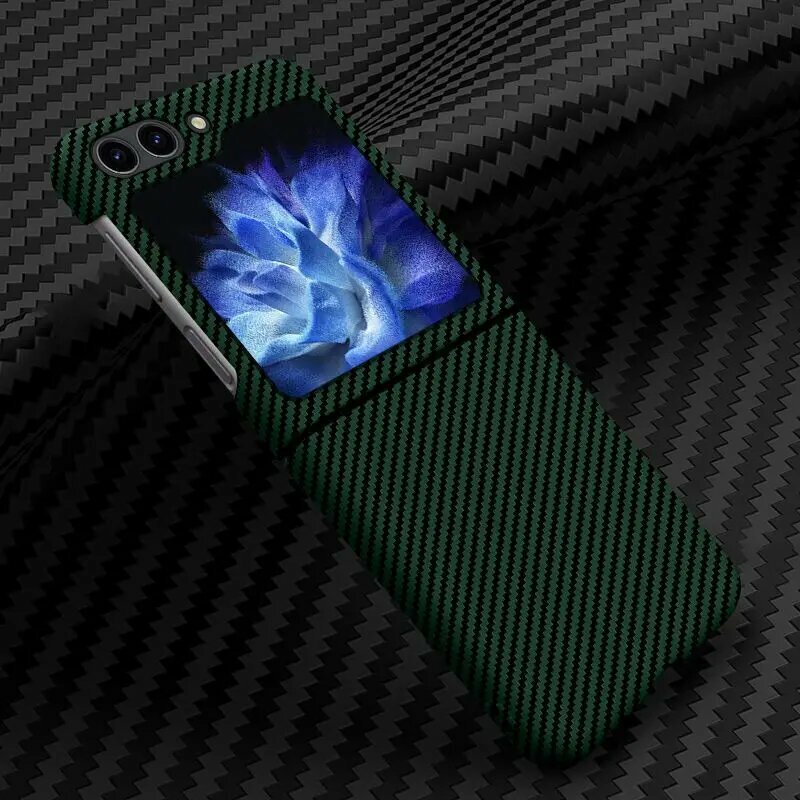 Чехол для Samsung Galaxy Z Flip 5, зеленый, карбон